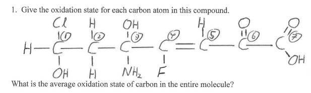 Solved 1. Give the oxidation state for each carbon atom in | Chegg.com