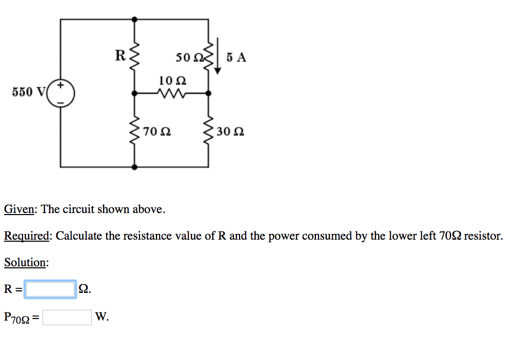 Solved 5 A 10Ω 550 v( + 70 Ω 30 Ω Given: The circuit shown | Chegg.com