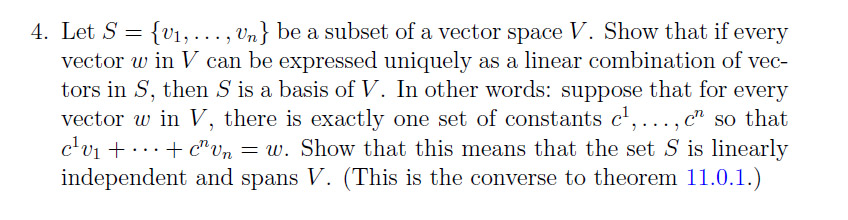 Solved 4. Let S (v1 , . , . , vn} be a subset of a vector | Chegg.com