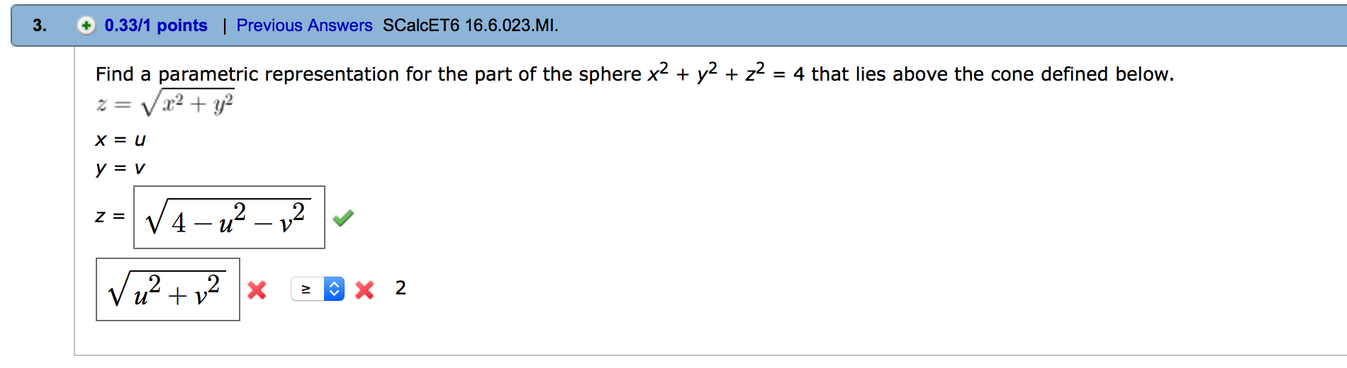 Solved Find a parametric representation for the part of the | Chegg.com