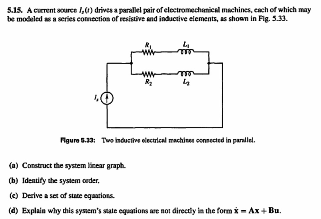 Solved 5.15. A current source I,(C) drives a parallel pair | Chegg.com