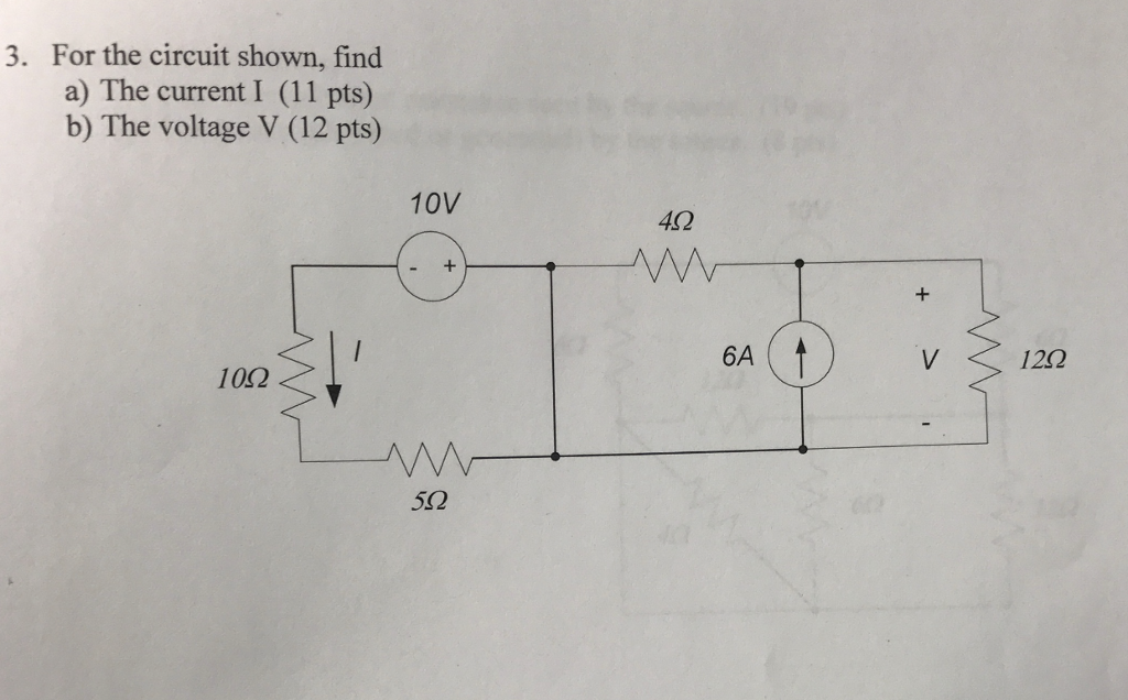 Solved For the circuit shown, find a) The current I b) The | Chegg.com