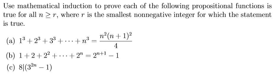 Solved Use mathematical induction to prove each of the | Chegg.com