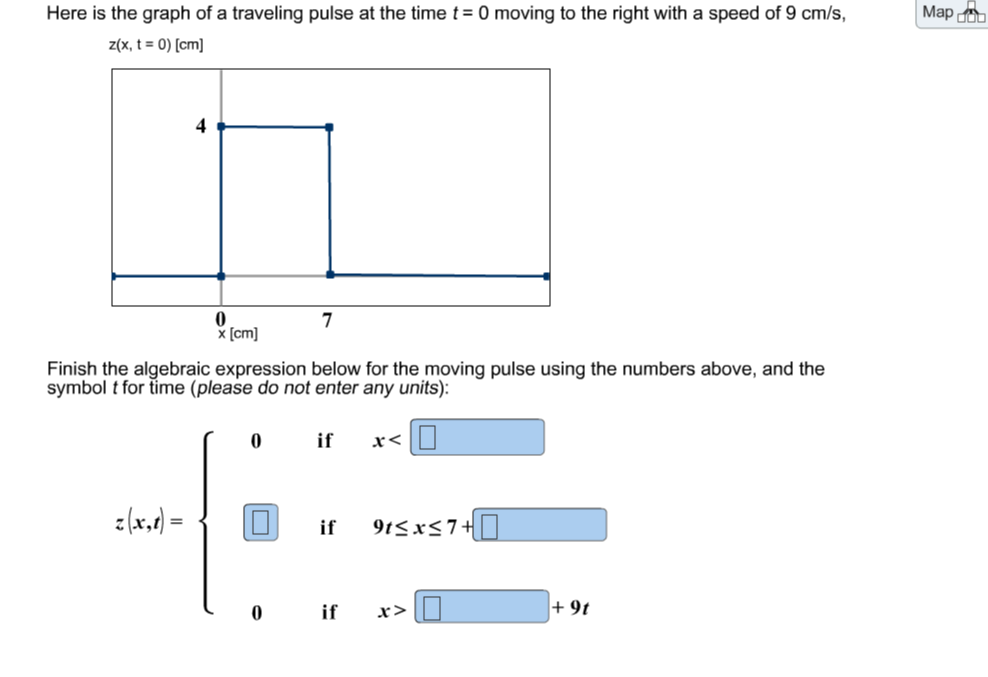 Solved Here is the graph of a traveling pulse at the time t | Chegg.com