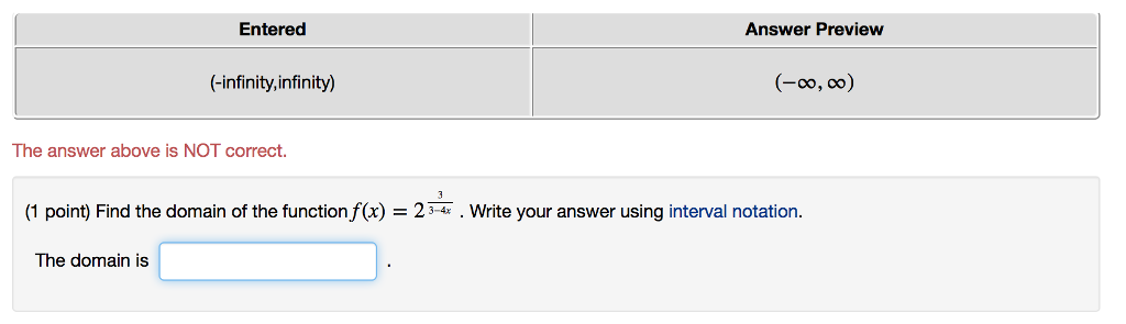 Solved Entered AnswerP (-infinity,infinity) The answer above | Chegg.com