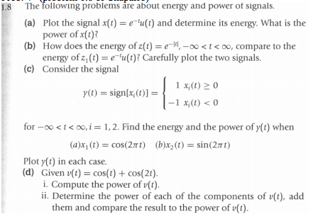 Solved 1.8 The following problems are about energy and power | Chegg.com