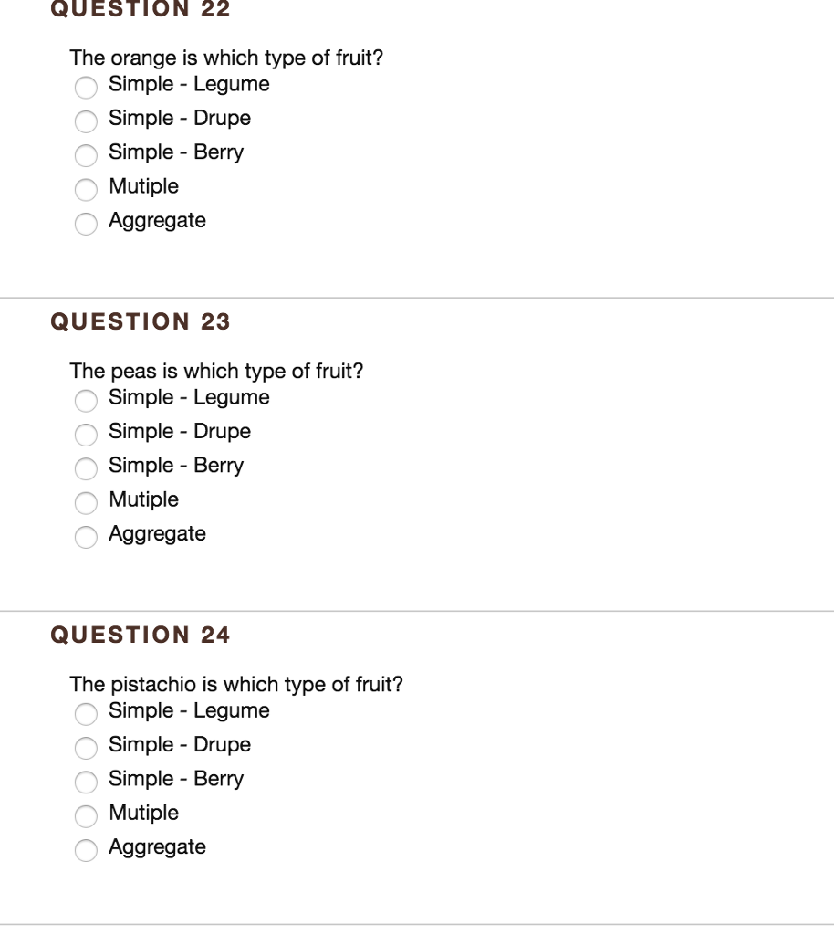 Solved The orange is which type of fruit? Simple - Legume | Chegg.com