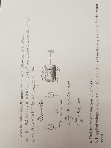 Solved Given the following DC motor circuit with following | Chegg.com