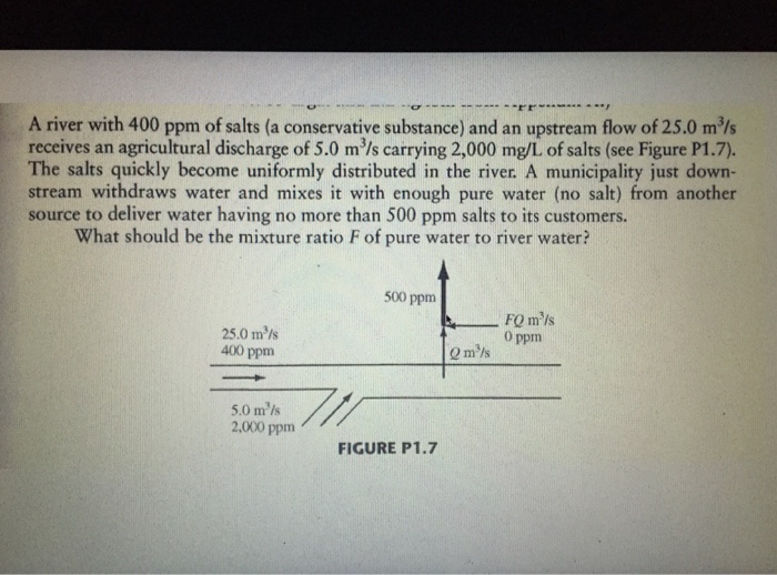Solved A river with 400 ppm of salts (a conservative | Chegg.com