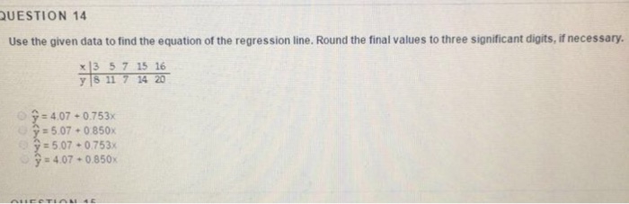 Solved Use the given data to find the equation of the | Chegg.com