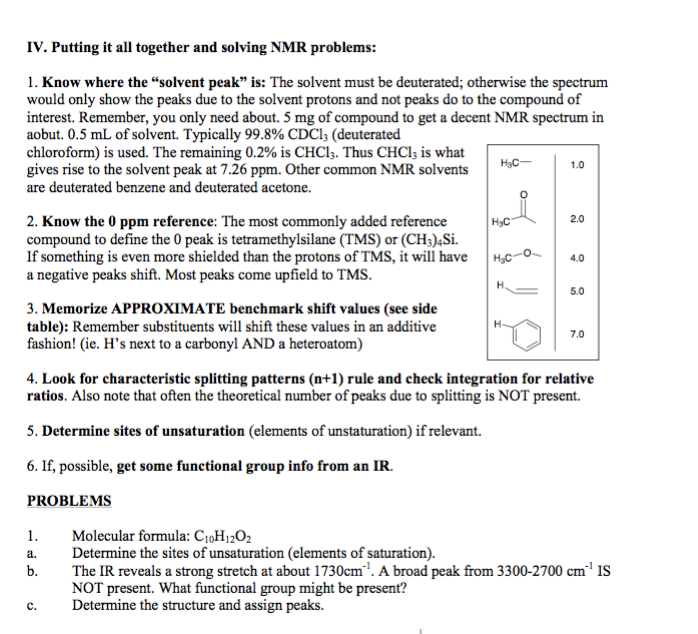 Solved IV. Putting it all together and solving NMR problems: | Chegg.com