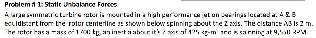 Solved Problem 1: Static Unbalance Forces A large symmetric | Chegg.com
