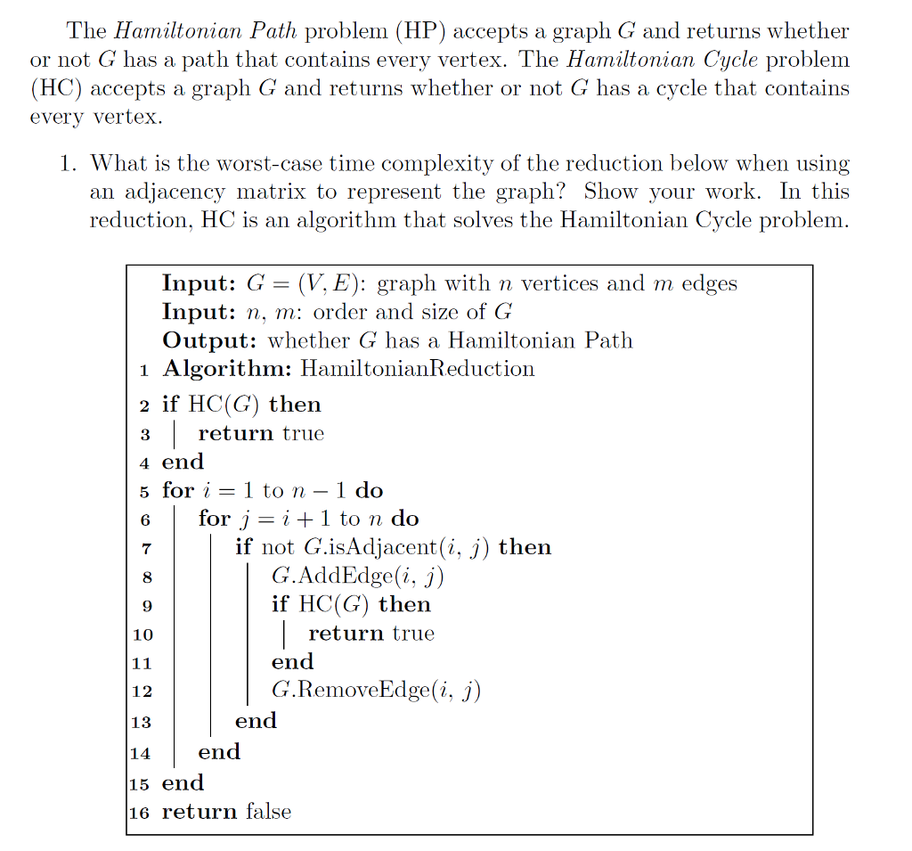 The Hamiltonian Path Problem Hp Accepts A Graph G 