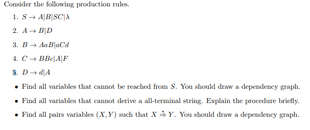 Solved Consider the following production rules. Find all | Chegg.com