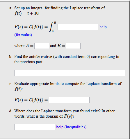 Solved a. Set up an integral for finding the Laplace | Chegg.com