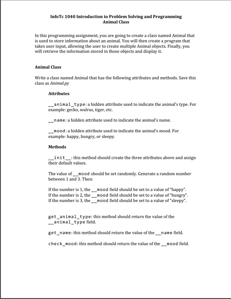 Solved InfoTc 1040 Introduction to Problem Solving and | Chegg.com