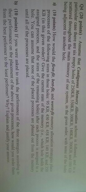 Solved Q4 (20 points) - Assume that Contiguous Memory | Chegg.com