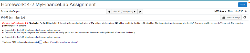 Solved Homework 4 2 Myfinancelab Assignment Score 0 Of 4