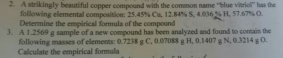 Solved A strikingly beautiful copper compound with the | Chegg.com