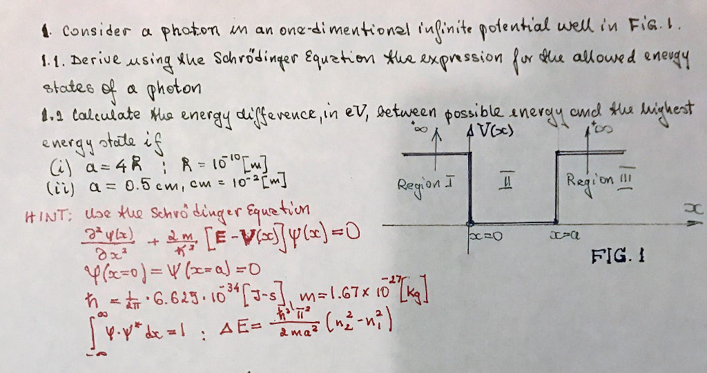 Solved Consider a photon in an one-dimensional infinite | Chegg.com