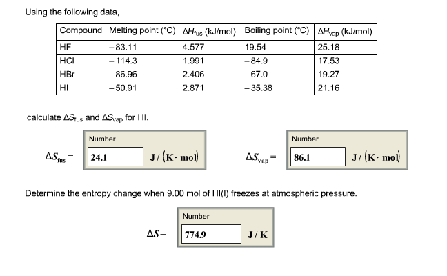 Solved Using the following data, calculate Delta S_fus and | Chegg.com