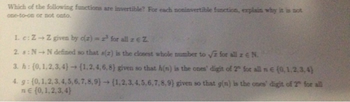 Which of the following function are invertible? For | Chegg.com