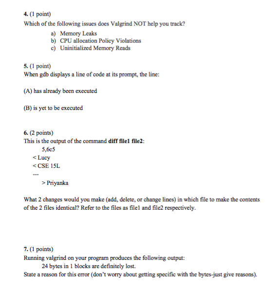 Solved 1. (2 points) 1 void foo0 nt x = 5; 4 int main0 foo0 | Chegg.com