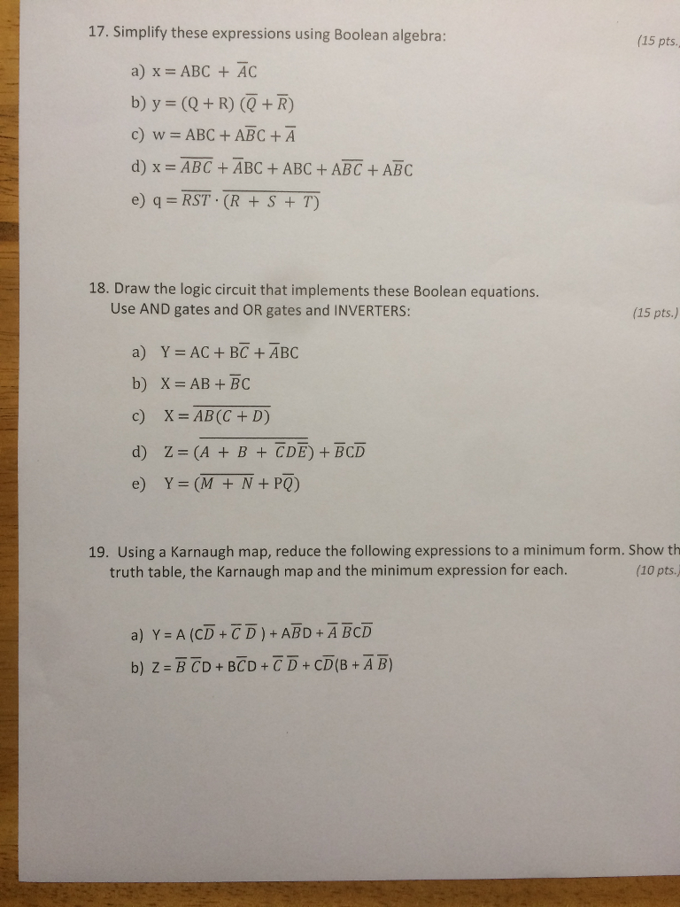 Solved 17. Simplify these expressions using Boolean algebra: | Chegg.com
