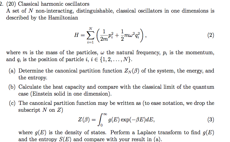 Classical harmonic oscillators A set of N | Chegg.com