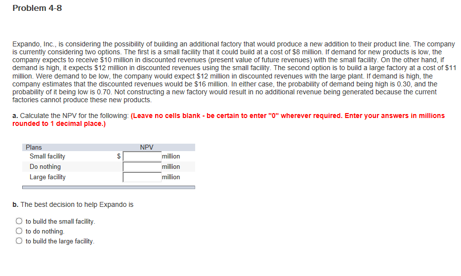 Solved Problem 4-8 Expando, Inc., is considering the | Chegg.com