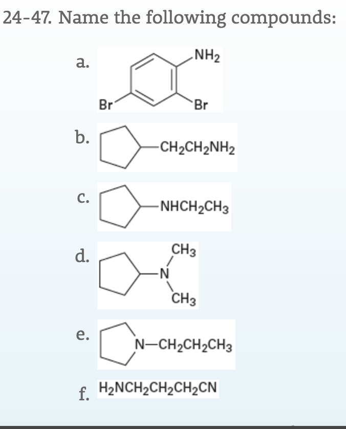 Solved Name the following compounds: | Chegg.com