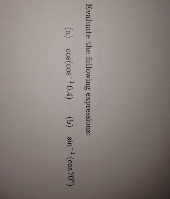 Solved Evaluate the following expressions: (a) cos(cos^-1 | Chegg.com