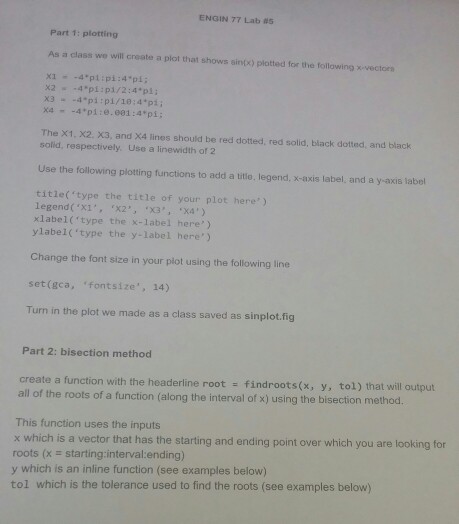Solved ENGIN 77 Lab #s Part 1: plotting As a class we will | Chegg.com