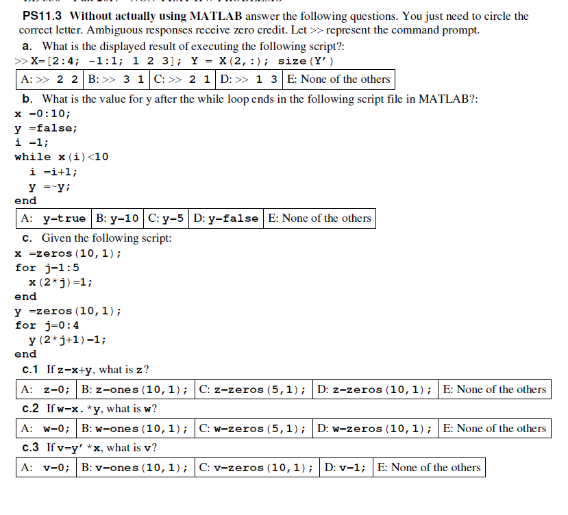 Solved Ps113 Without Actually Using Matlab Answer The