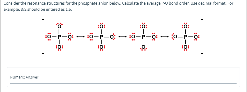 Solved Consider the resonance structures for the phosphate | Chegg.com