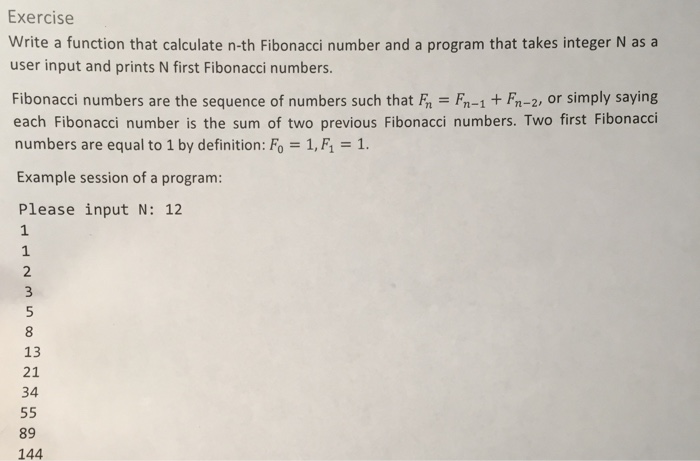 Solved Write A Function That Calculate N Th Fibonacci Number 7489