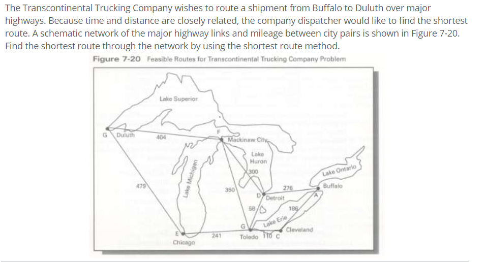 Solved The Transcontinental Trucking Company wishes to route | Chegg.com