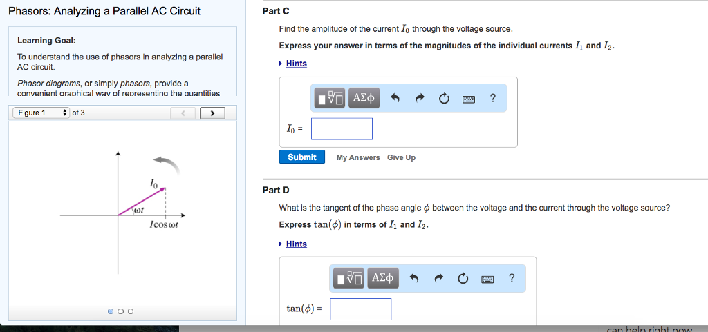 Phasors: Analyzing a Parallel AC Circuit Part C Find | Chegg.com