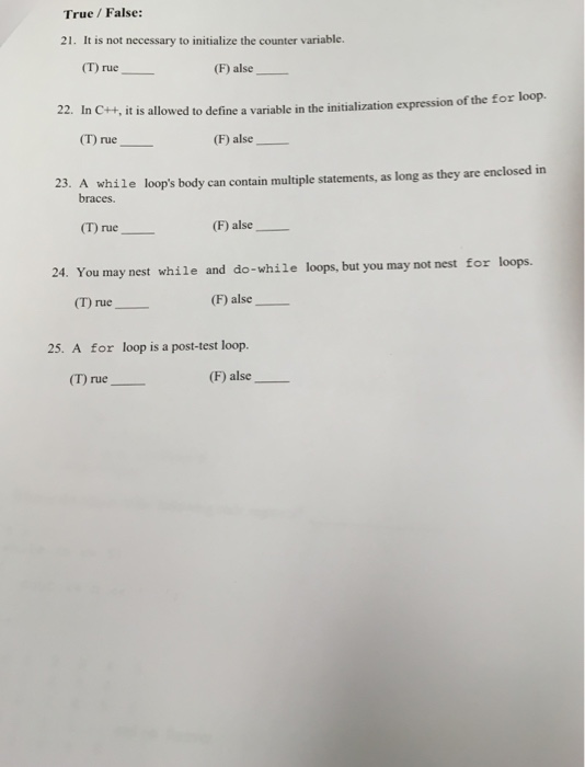 Solved It is not necessary to initialize the counter | Chegg.com