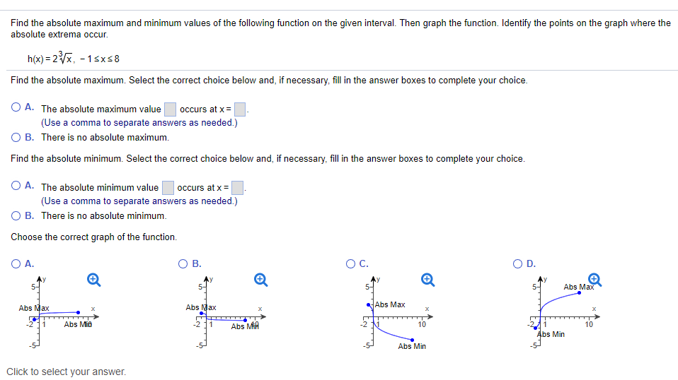 Solved Find The Absolute Maximum And Minimum Values Of The