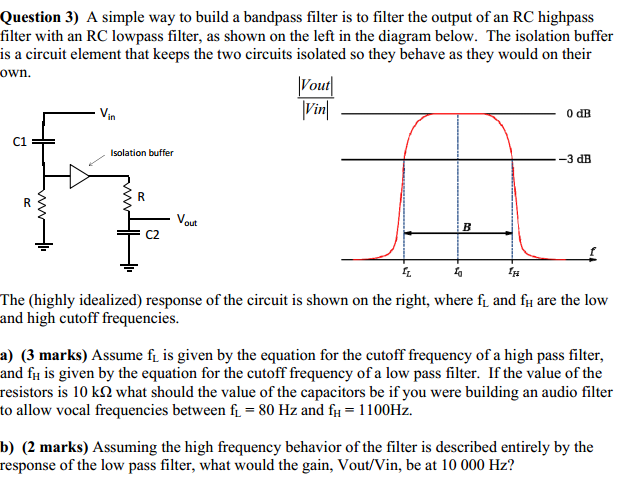Solved A Simple Way To Build A Bandpass Filter Is To Filter