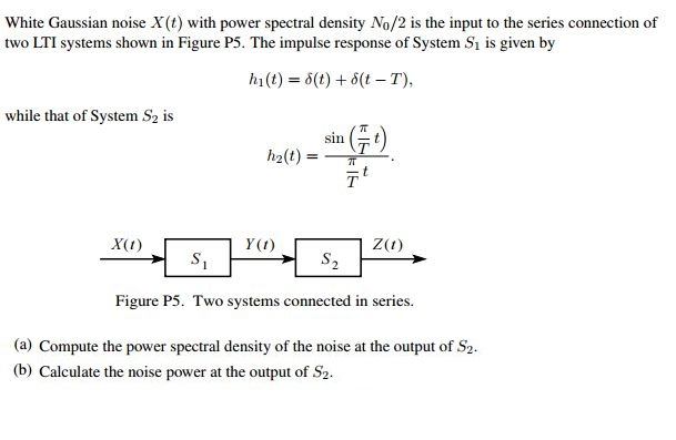 White Gaussian noise X(t) with power spectral density | Chegg.com