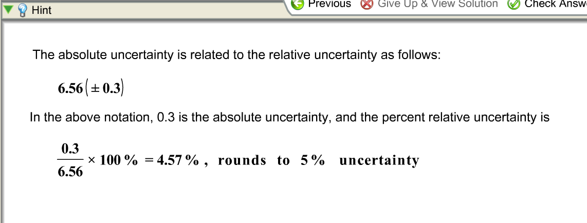 Solved Find the absolute and percent relative uncertainty | Chegg.com