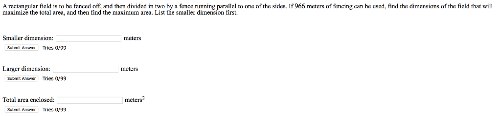 Solved A rectangular field is to be fenced off, and then | Chegg.com