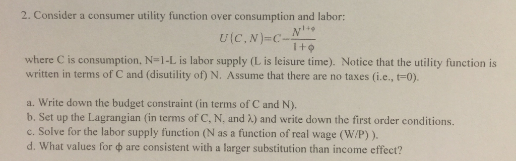 Solved Consider a consumer utility function over consumption | Chegg.com