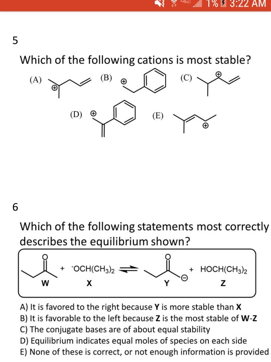 Solved Which of the following cations is most stable? Which | Chegg.com