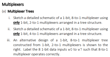 Solved Multiplexers (a) Multiplexer Trees i. Sketch a | Chegg.com