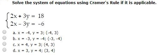 Solved Solve the system of equations using Cramer's Rule if | Chegg.com