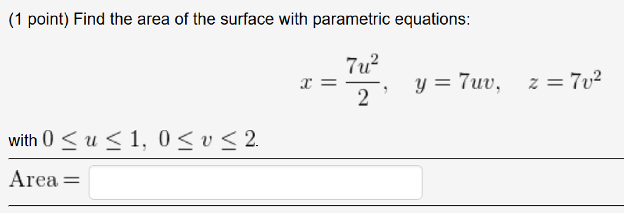 Solved Find the area of the surface with parametric | Chegg.com