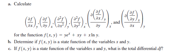 Solved a. Calculate (partial differential f/partial | Chegg.com